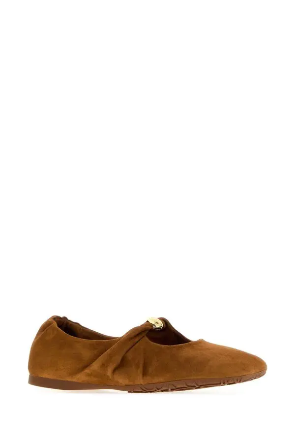 Loewe Caramel Suede Pebble Soft Ballerinas - Brown