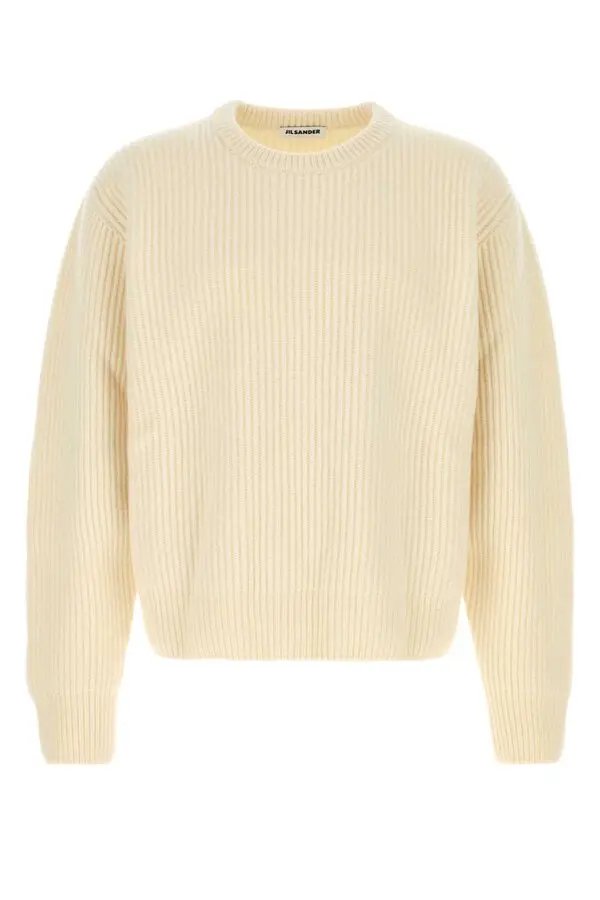 JIL SANDER Cream Wool Sweater
