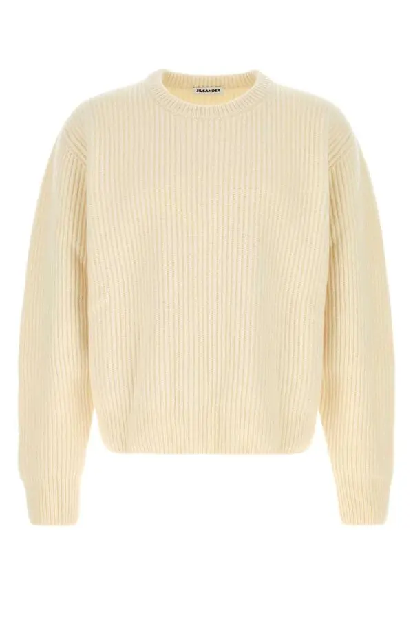 JIL SANDER Cream Wool Sweater - Yellow