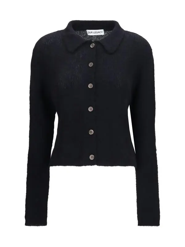 Our Legacy Mazzy Alpaca Blend Polo Sweater - Black
