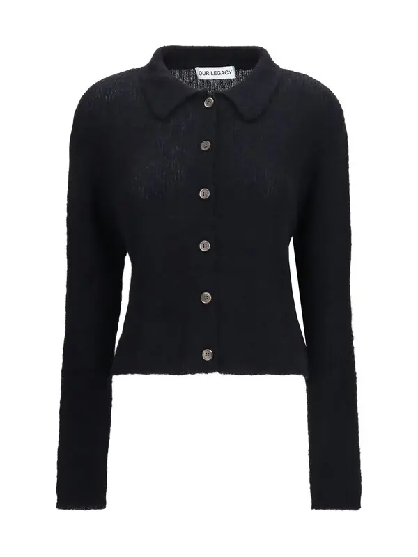 Our Legacy Mazzy Alpaca Blend Polo Sweater - Black