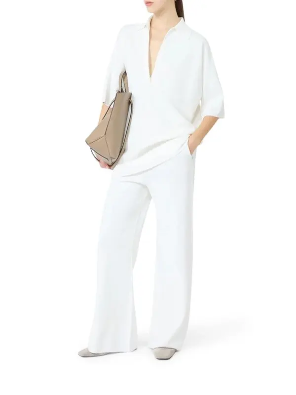 Max Mara Long Viscose Crepe Sweater - White