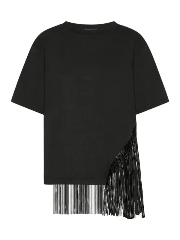 Sportmax Cotton T-shirt With Fringe - Black
