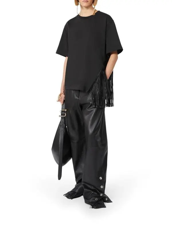 Sportmax Cotton T-shirt With Fringe - Black
