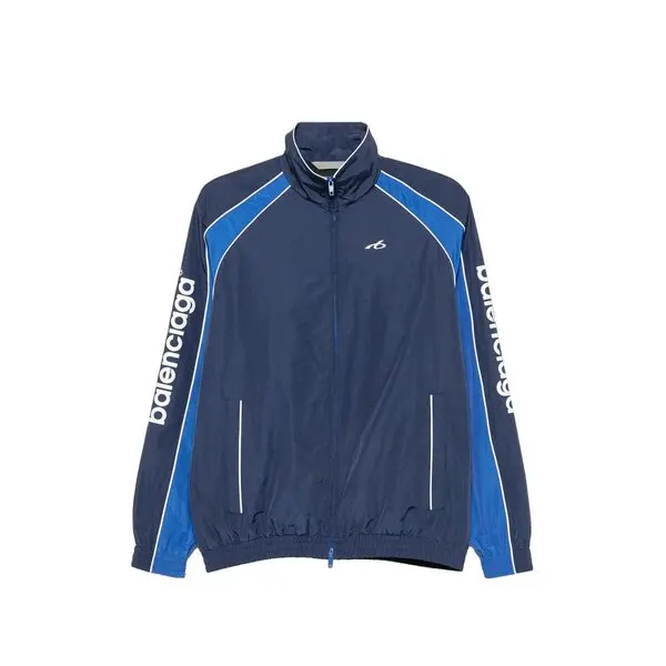 Balenciaga Oversized Logo Panelled Jacket - Blue