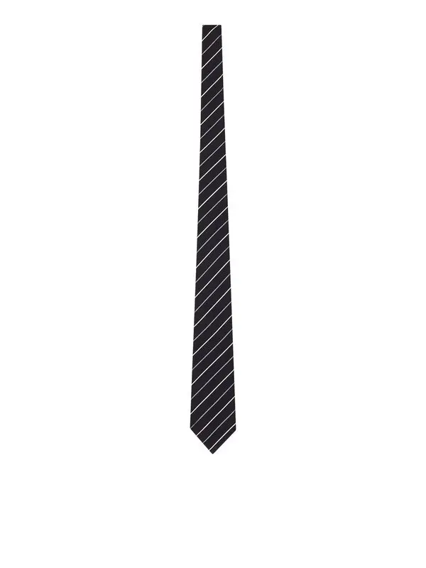 Saint Laurent Wide Striped Silk Jacquard Tie