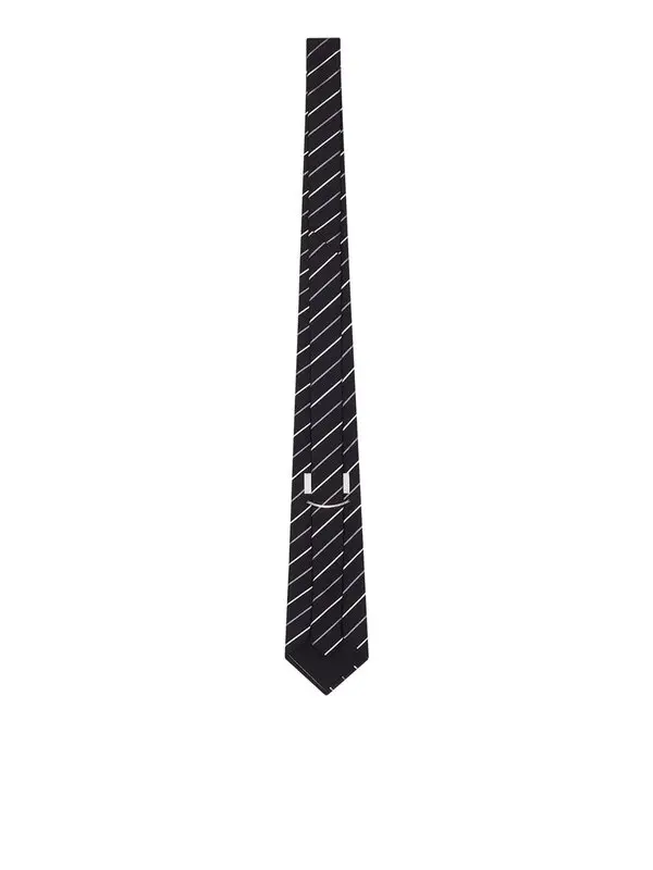 Saint Laurent Wide Striped Silk Jacquard Tie