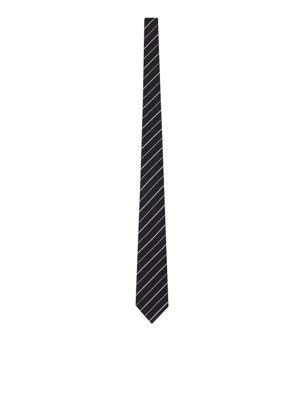 Saint Laurent Wide Striped Silk Jacquard Tie - Multicolor