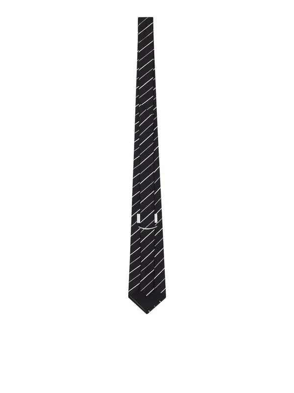 Saint Laurent Wide Striped Silk Jacquard Tie - Multicolor
