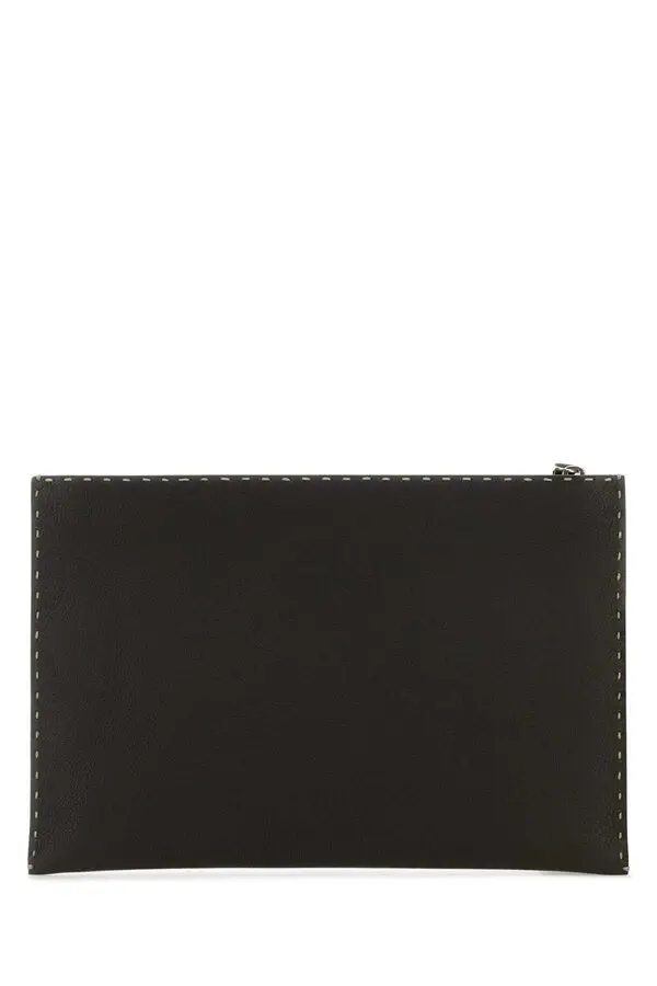 Fendi Dark Leather Clutch