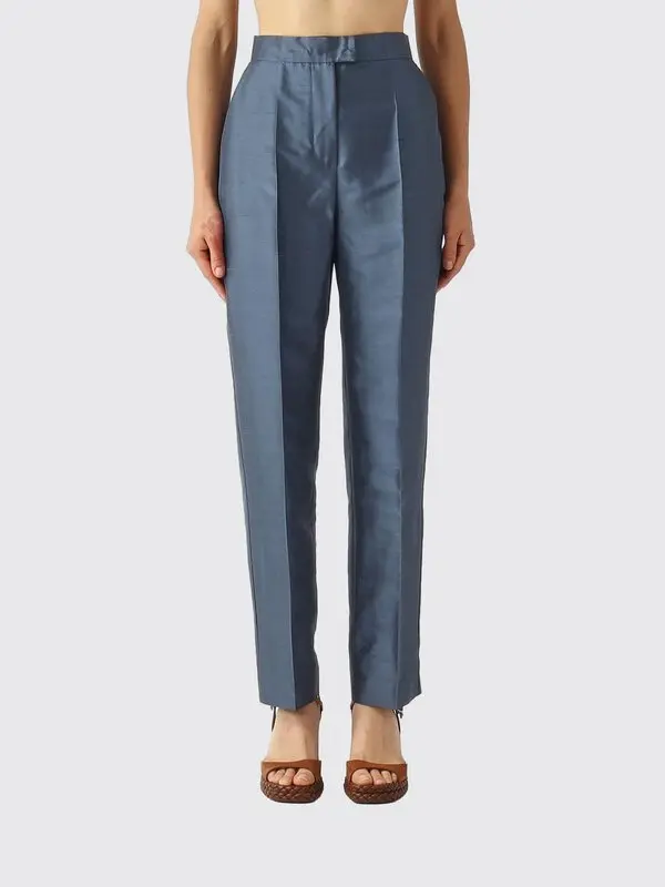 Max Mara Slim Fit Silk Trousers - Blue