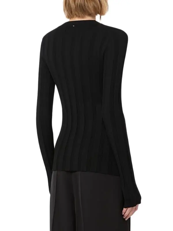 Sportmax Slim Ribbed Viscose Cardigan - Black