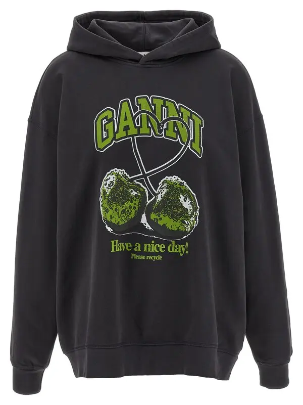 GANNI Cherry Hooded Sweatshirt - Gray