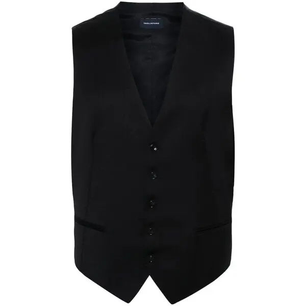 Tagliatore Virgin Wool Interlock Twill Vest