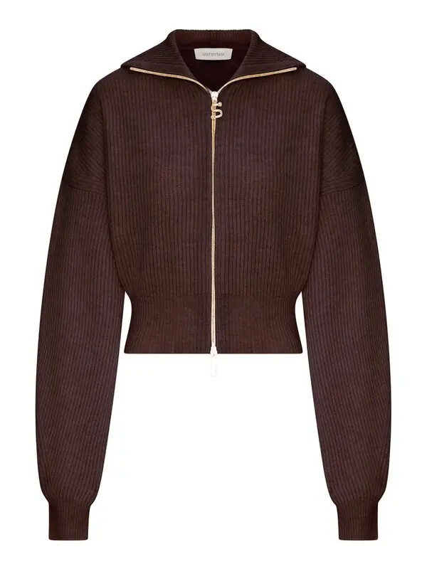 Sportmax Ribbed Wool Cardigan With Wide Collar