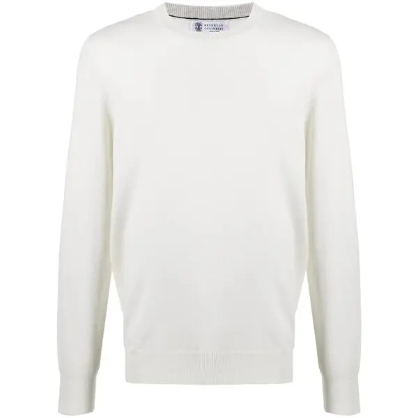 Brunello Cucinelli Cashmere Crew Neck Sweater - White