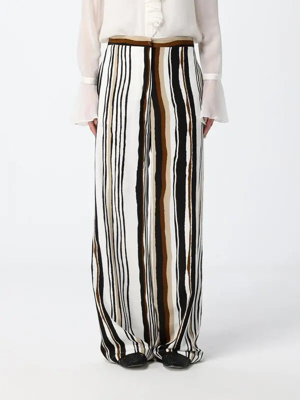 Max Mara Pagano Striped Silk Palazzo Trousers - Multicolor