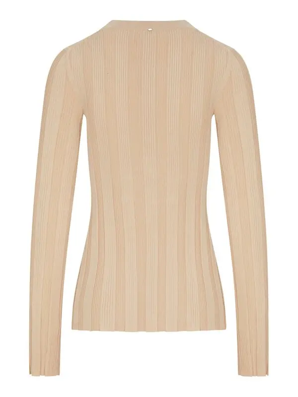 Sportmax Slim Ribbed Viscose Cardigan - Cream