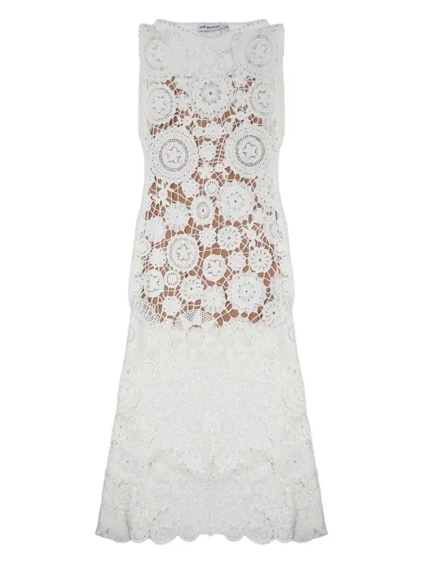 SELF-PORTRAIT Crochet Dress - White