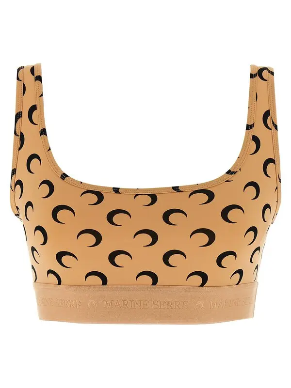 MARINE SERRE Moon Printed Jersey' Cropped Top - Cream