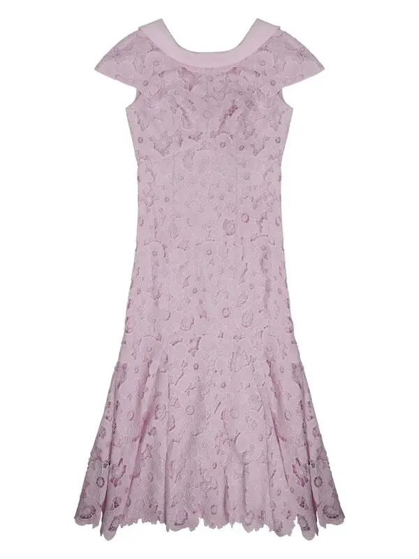 SELF-PORTRAIT Lace Midi Dress With Open Back - Pink