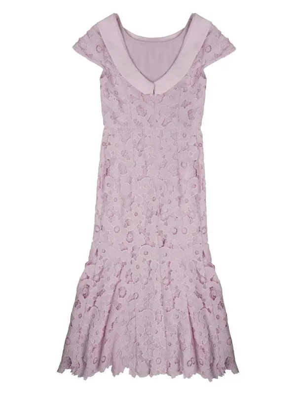 SELF-PORTRAIT Lace Midi Dress With Open Back - Pink