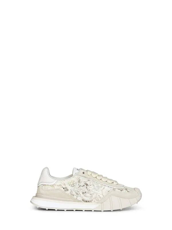Dolce & Gabbana Lace And Calf Suede Low-top Sneakers - Multicolor