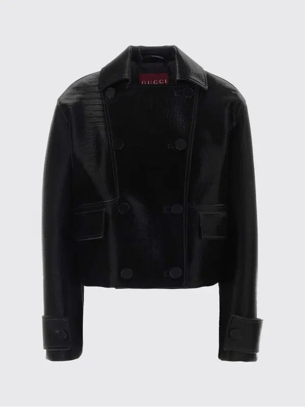 Gucci Croc Print Leather Jacket - Black