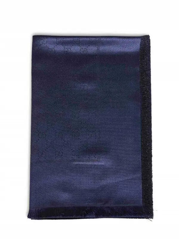 Gucci Dark Blue Gg Lamé Wool And Silk Shawl - Multicolor