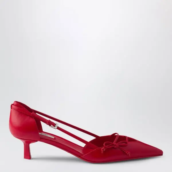 Prada Leather Side-open Pumps - Red