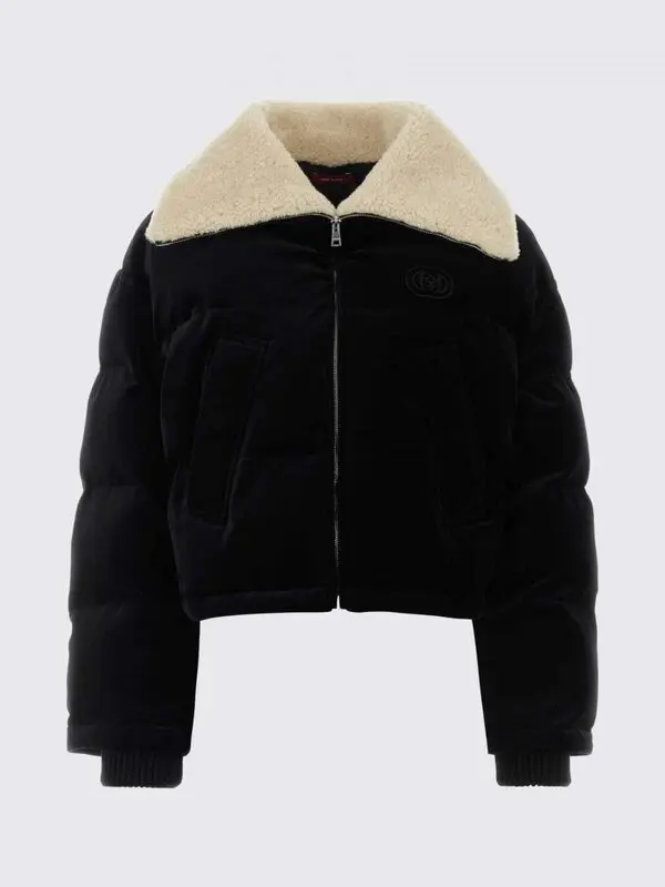 Gucci Velvet Padded Down Jacket With Shearling Collar