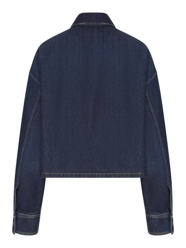 Prada Denim Shirt With Logo - Brown