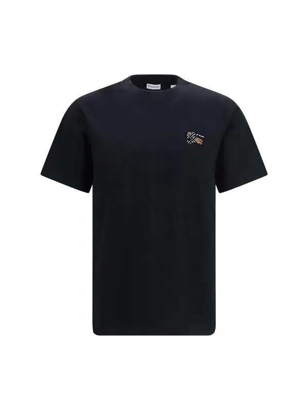 Burberry Embroidered Logo Cotton T-shirt - Black