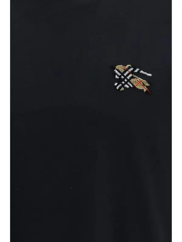 Burberry Embroidered Logo Cotton T-shirt - Black