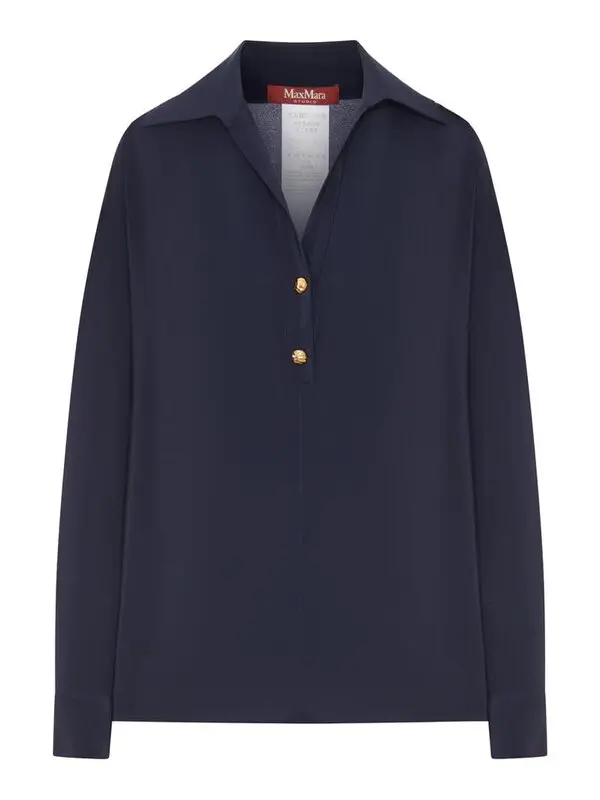 Max Mara Crepe De Chine Polo Shirt - Blue