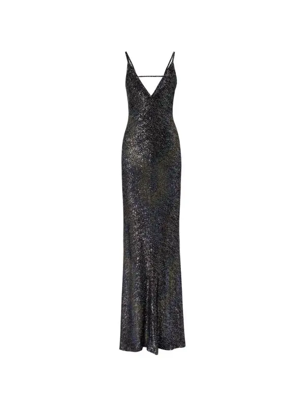 Missoni Sequin Embellished V-neck Floor Length Dress - Multicolor