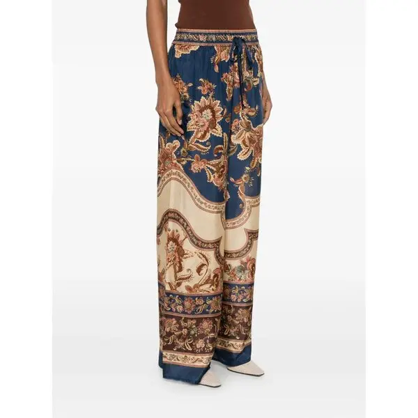 Zimmermann Silk Printed Palazzo Trousers - Blue