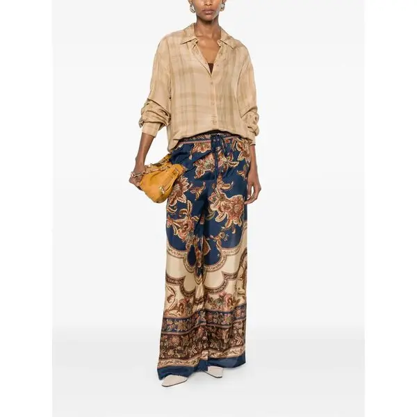 Zimmermann Silk Printed Palazzo Trousers - Blue