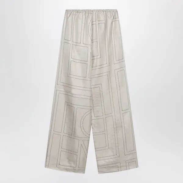 TOTEME Ivory Monogram Silk Pajama Trousers - White