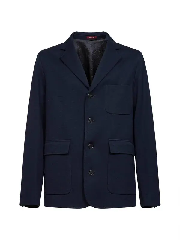 Gucci Dark Blue Cotton Jersey Single-breasted Jacket - Multicolor