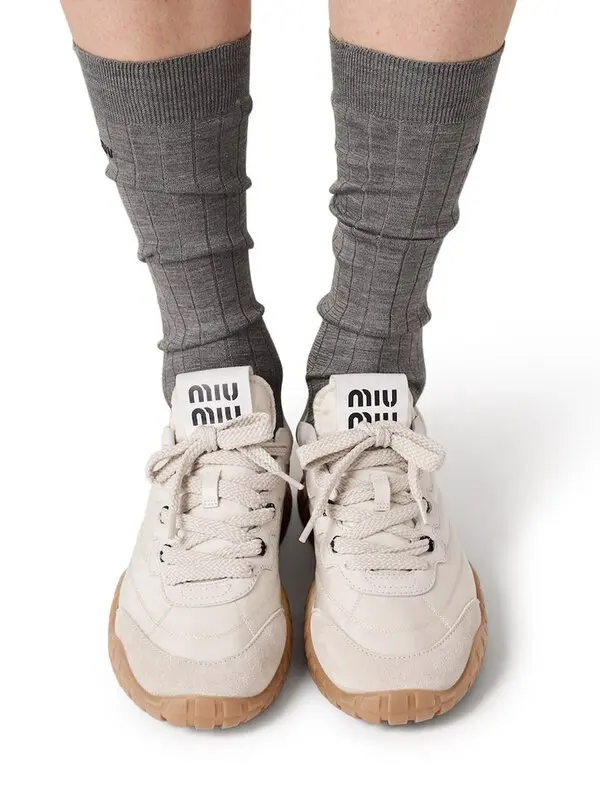 Miu Miu Tyre Sneakers In Technical Fabric And Suede