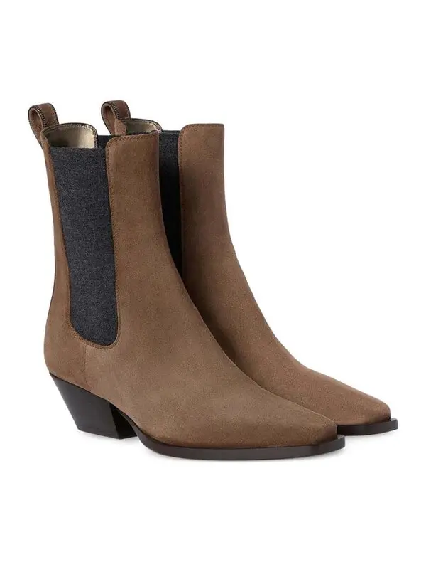 Brunello Cucinelli Chelsea Boot In Suede With Precious Loop Detail - Multicolor