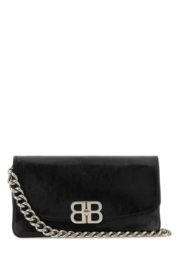 Balenciaga Leather Medium Bb Soft Flap Clutch