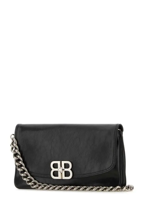 Balenciaga Leather Medium Bb Soft Flap Clutch