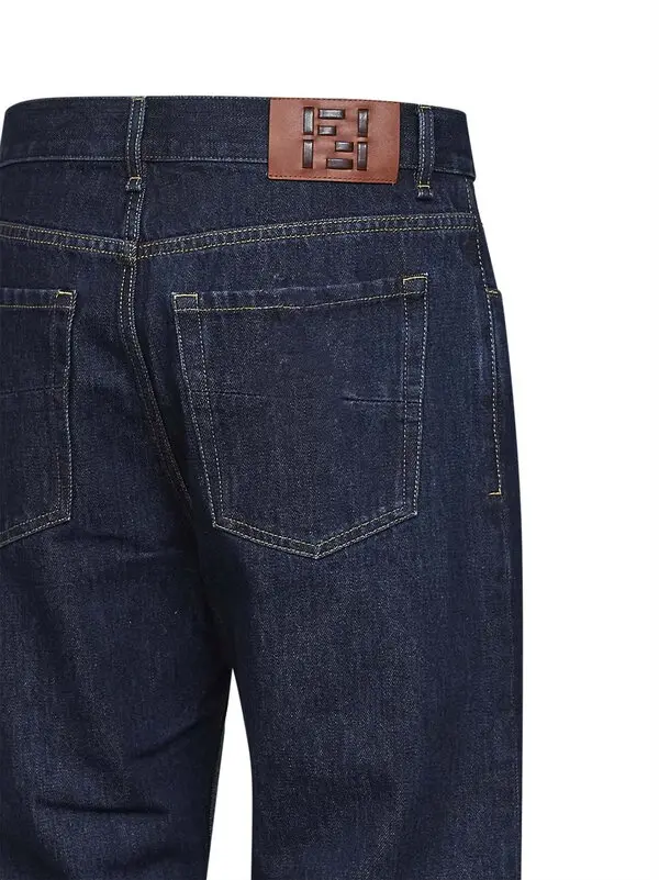 Fendi Dark Blue Cotton Denim Straight Jeans