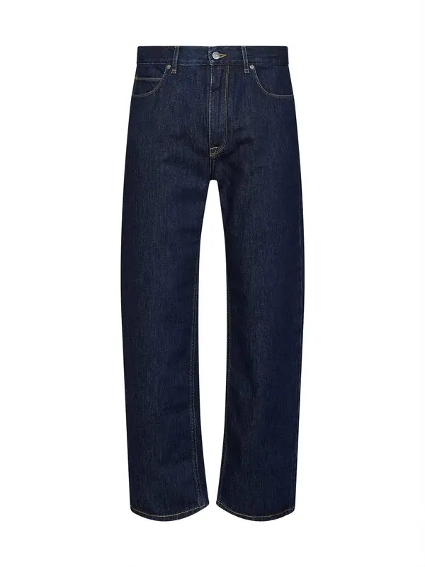 Fendi Dark Blue Cotton Denim Straight Jeans - Multicolor