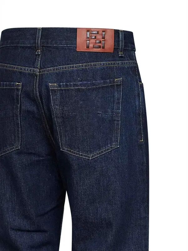 Fendi Dark Blue Cotton Denim Straight Jeans - Multicolor