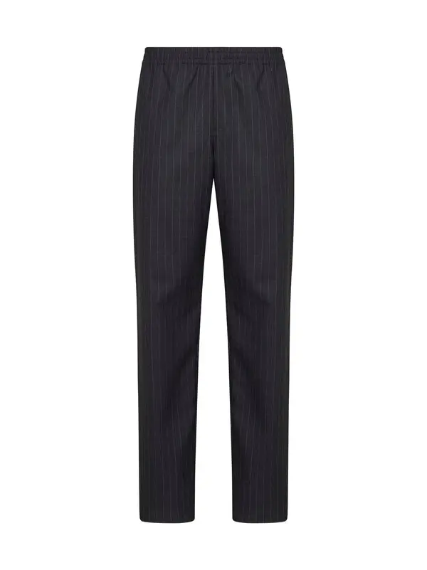 Burberry Iron Grey Pinstriped Wool Track Trousers