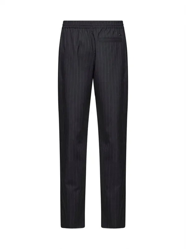 Burberry Iron Grey Pinstriped Wool Track Trousers