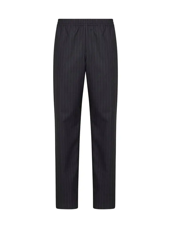 Burberry Iron Grey Pinstriped Wool Track Trousers - Multicolor